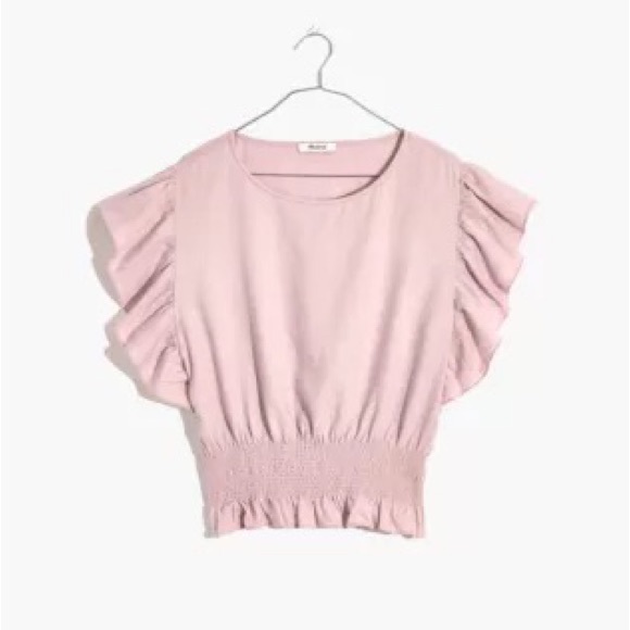Madewell | Tops | Nwt Madewell Linenblend Fluttersleeve Smocked Top ...
